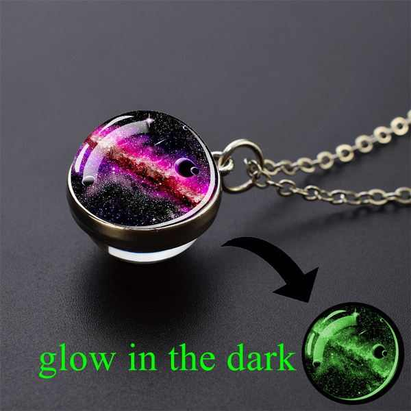 Glow In The Dark Galaxy Necklace Space Planet Pendant Universe Jewelry ...