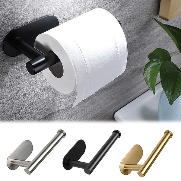Adhesive Toilet Roll Paper Holder Organizer Wall Mount Storage Stand ...