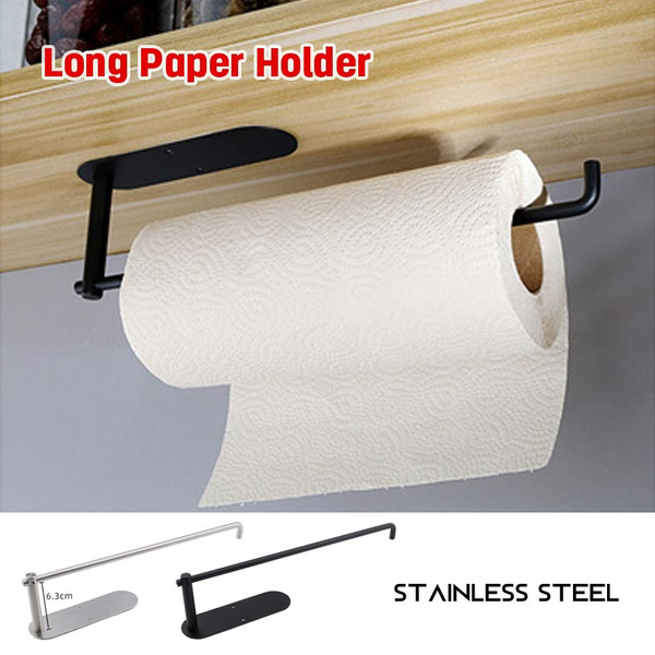 Extra Long Rolling Paper Holder Kitchen Paper Towel Holder Stick Punch ...