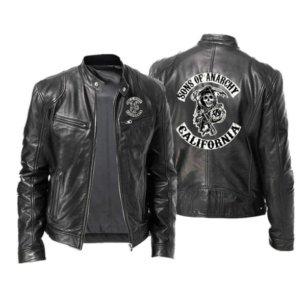 2022 Spring Autumn Male Leather Thin Jacket Men's Sons Of Anarchy Coat ...