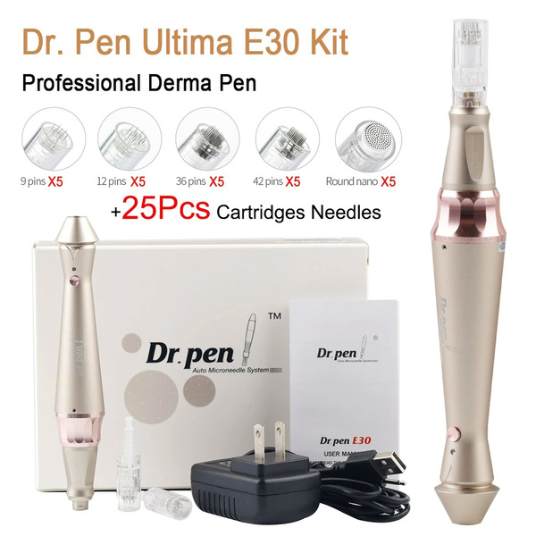 Dr. Pen Ultima E30 Machine with 25pcs Replacement Cartridges Needles ...