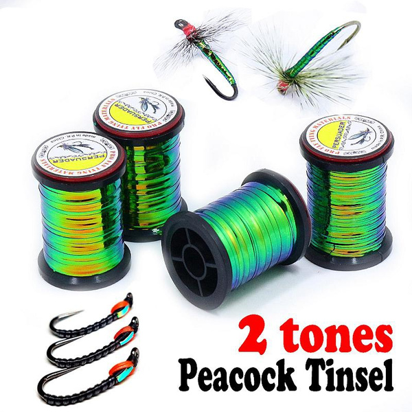 Fly tying peacock flat tinsel spool two tones metallic mylar for nymphs ...