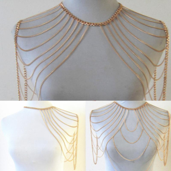 Gold Colour Chain Double Shoulders Chains Alloy Shoulder Chains ...