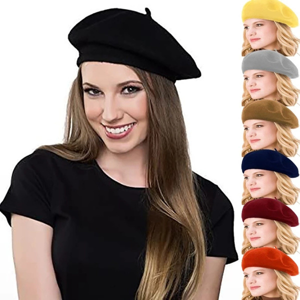 24 Colors Vintage Wool French Beret Hat Beret Cap Winter French Hats ...