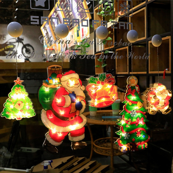 Christmas Decoration Santa Claus Elk Led Light Suction Cup Window ...