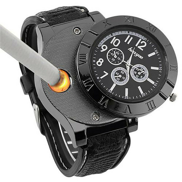 Military Men Lighter Watch USB Cigarette Rechargeable Windproof ...
