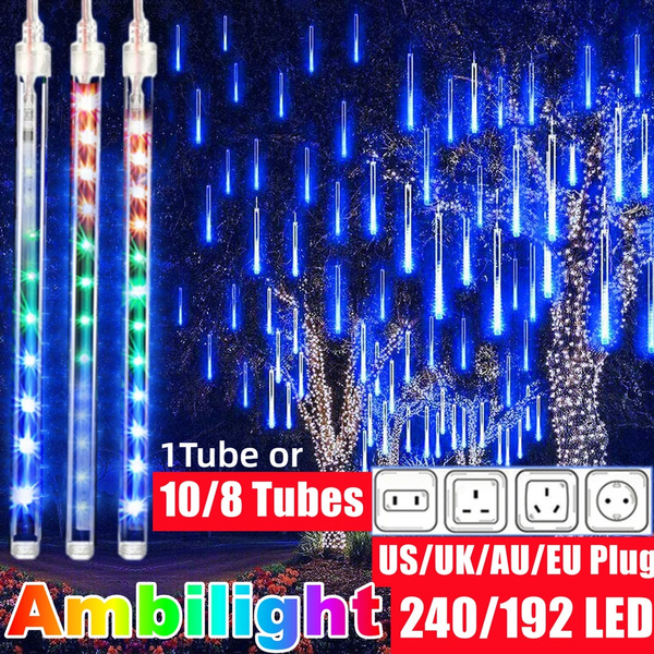 1/8/10 Tubes 192/240 Leds Solar LED Meteor Shower Rain Lights Holiday ... 1/8/10 Tubes 192/240 Leds Solar LED Meteor Shower Rain Lights Holiday ...