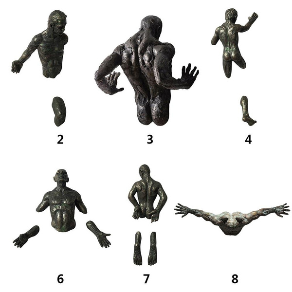 3D Through The Wall Character Art Statue Resin Made Incomplete Bodies ...