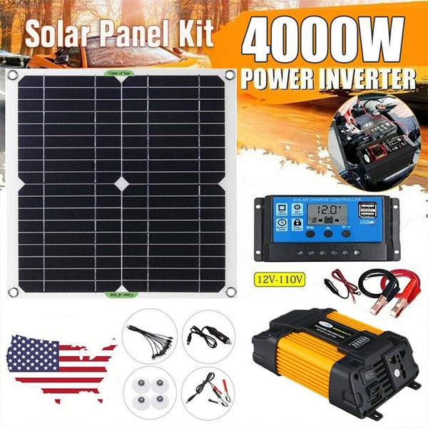 4000W Complete Solar Panel Kit Solar Power Generator 100A Home 110V ...