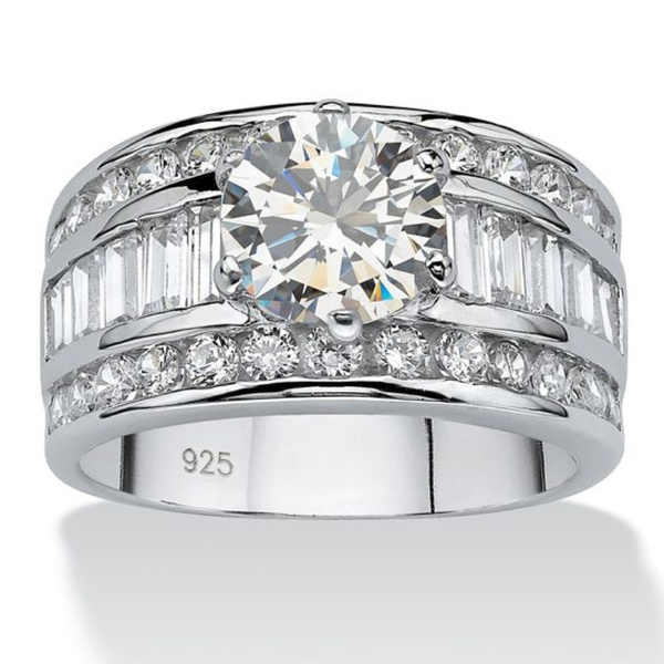 Genuine Silver Wedding Band White Sapphire Rings for Women Bridal ...
