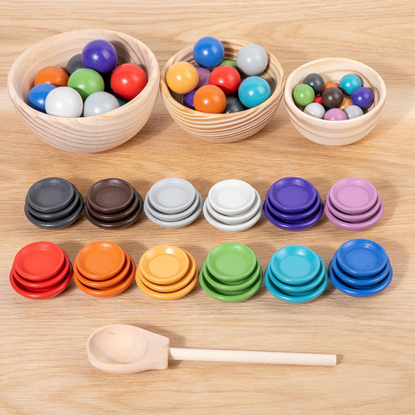 Montessori Toy Puzzle Color Sorting Bowl Toy for Kid Fine Motor Skill ...