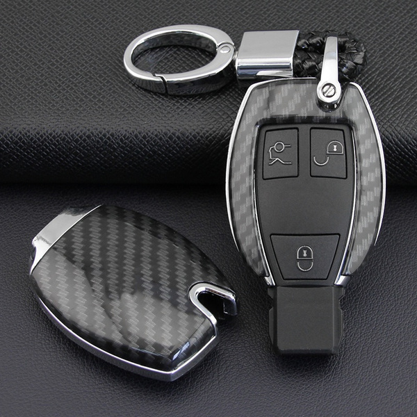 ABS carbon fiber texture Car Key Case Cover Shell Holder for Mercedes ...