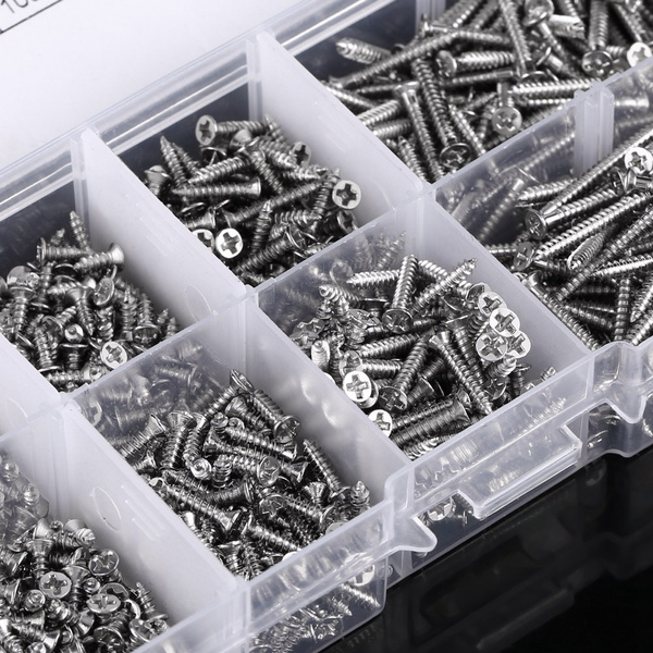 NEW 800pcs M2 Drive Flat Head Self‑Tapping Screws Woodworking Fastener ...
