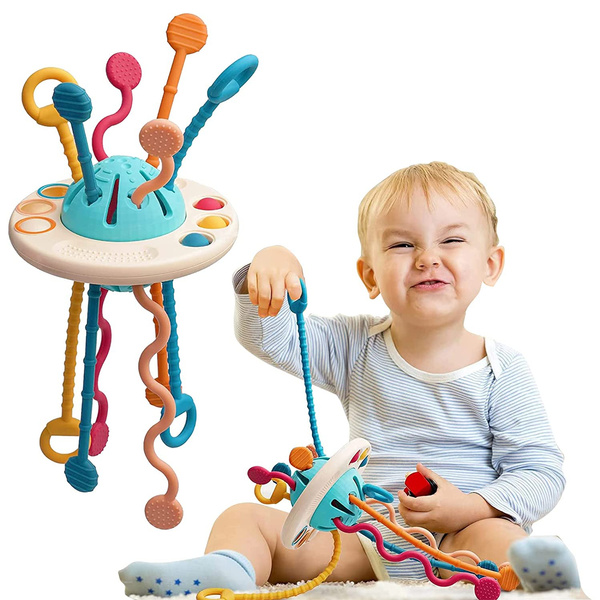 Baby Toys Montessori,Silicone Pull String Interactive Toy,Educational ... Baby Toys Montessori,Silicone Pull String Interactive Toy,Educational ...