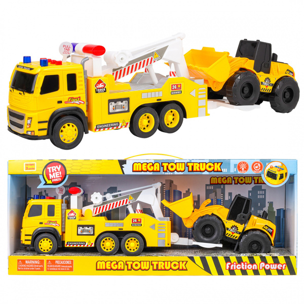 Kidplokio 2 in 1 Yellow Construction Tow Truck Toy Pull Back Cars Boys ...