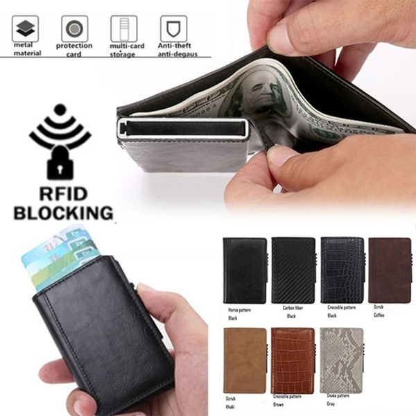 Rfid Blocking Men Wallet Multifunction Aluminum Automatic Card Slot ...