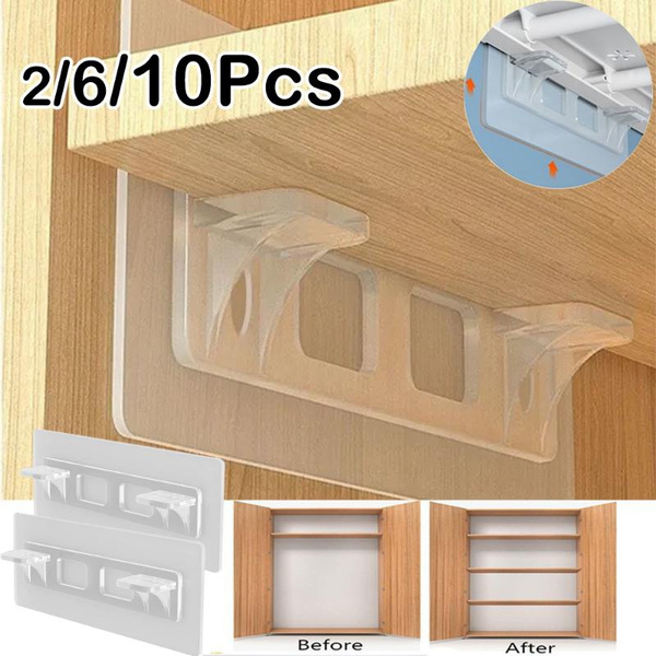 (2/6/10Pcs)Enhanced Adhesive Shelf Support Hooks Drill-free Closet ...