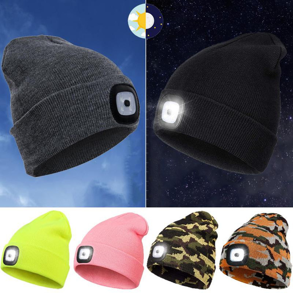 LED Beanie Torch Hat with Light Men/Women Hat Winter Warm Headlamp Cap ...