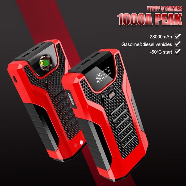 28000mAh Car Battery Jump Starter Portable 1000A Peak with Dual USB ...