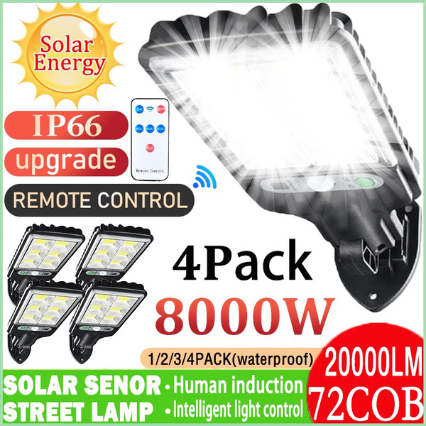 2022 Newest Solar Street Lights Outdoor, 1/2/3/4Pack 8000W Wall Light ...