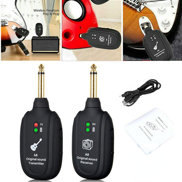 Guitar Wireless System Transmitter+Receiver Built-in Rechargeable ...