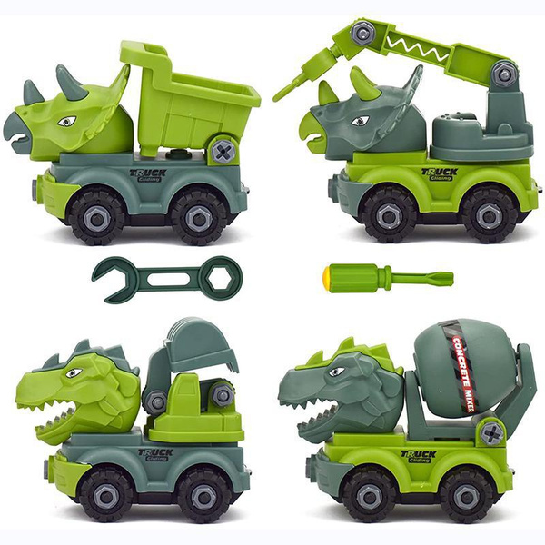 Children's Construction Toy Dinosaur Engineering Car Excavator Dump ...