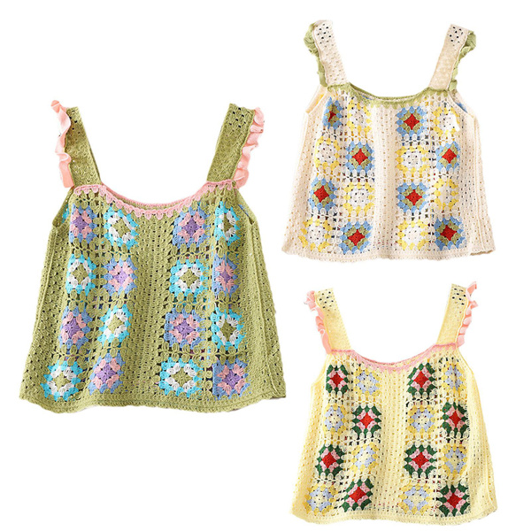 Lovely Women's Summer Sleeveless Boho Tops All-match Colorful Camis ...