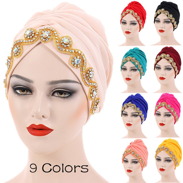 9 Colors New Women Color Diamond Space Layer Caps Indian Hat African ...
