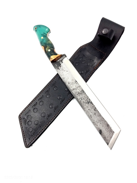 Handmade Forged Steel Machete Knife-Forged Big Tanto Knife with Sheath ...