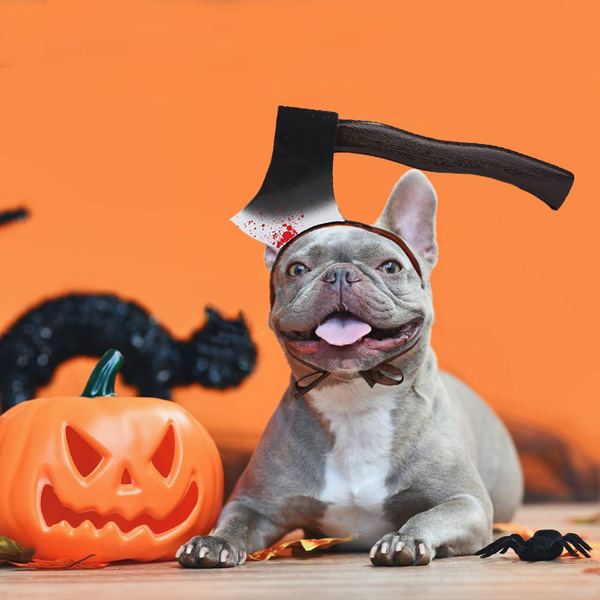 Pet Dog Halloween Costumes, Bloody Ax Pet Cosplay Headgear, Cat Hat ...