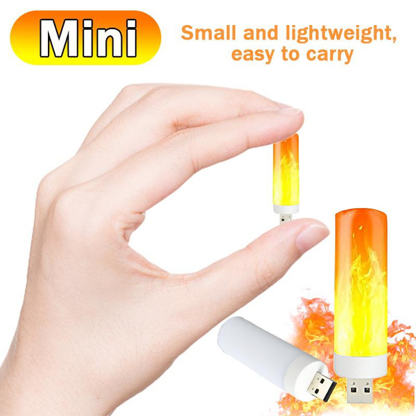 USB LED Flame Effect Light USB Flame Candle Bulb Flameless Tea Lights ...