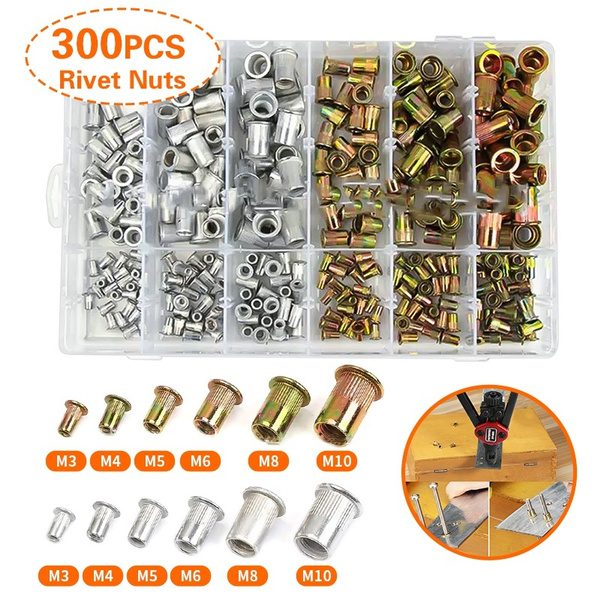300PCS M3 M4 M5 M6 M8 M10 Zinc Plated Rivet Nuts Blind Set Nutserts ...