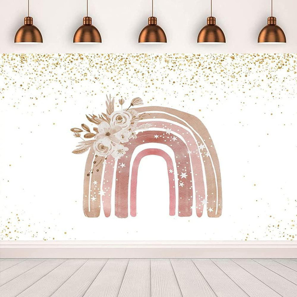 Boho Rainbow Photography Background Baby Shower Bohemian Rainbow Girls ...