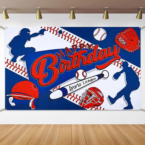 Boy Baseball Sports Happy Birthday Backdrop Banner Baseball Theme Happy ...