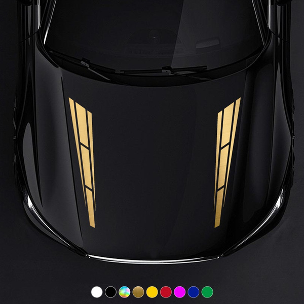 2PCS Creative Stripe Car Hood Covers Vinyl Sports Car Decal Head ...
