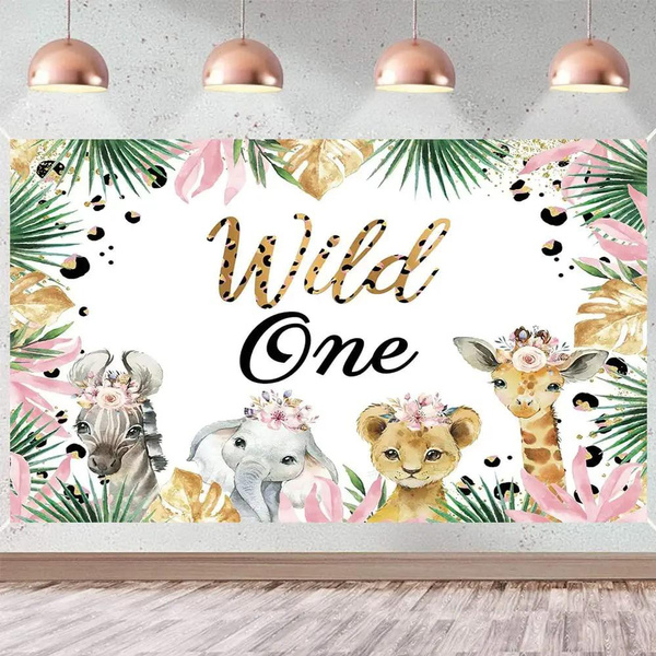 Wild One 1st Birthday Backdrop Jungle Animals Birthday Photography ...