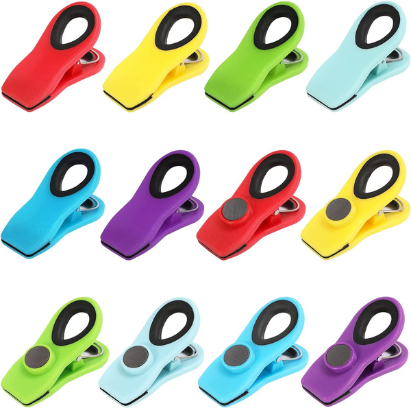 Bag Clips with Magnet, 4/8/12 Pack 6 Assorted Bright Colors Magnetic ...