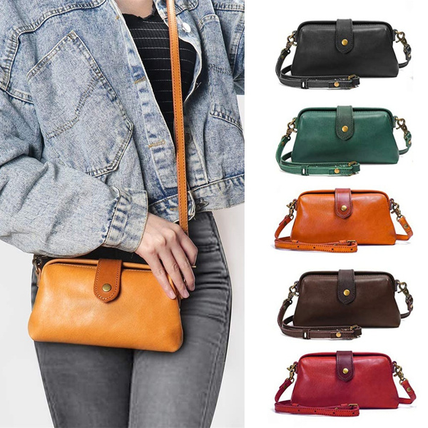Premium Leather Retro Handmade Doctor Bag Unique Opening Women Crossboy ...