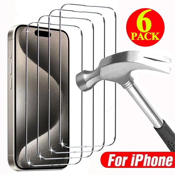 [6 Pack] 9H Shatterproof Tempered Glass Screen Protector for iPhone 15 ...