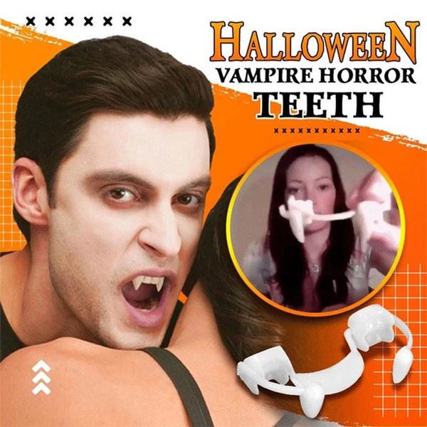 1Pc Halloween Cosplay Retractable Vampire Teeth Dentures Zombie Teeth Small Tiger Teeth Vampire ...
