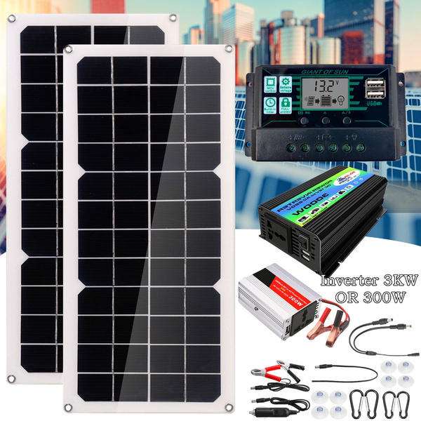600W Solar Panel Kit Solar Power System 12V To 110V/220V 300W/3000W ...