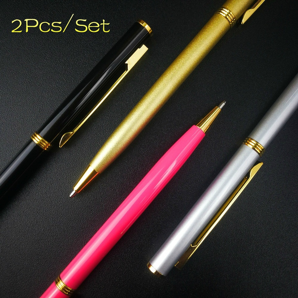 2pcs Classic Business Simple metal Housing Twist Ballpoint Pens Smooth ...