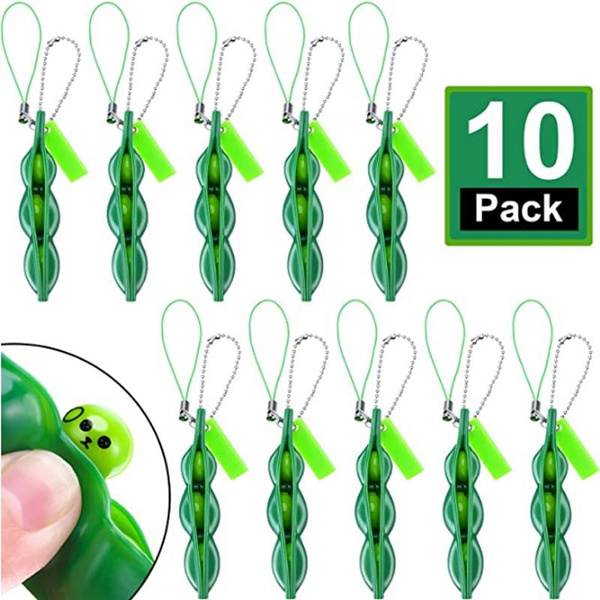 10 Pieces Fidget Bean Toy Funny Soybean Stress Relieving Keychain | Wish