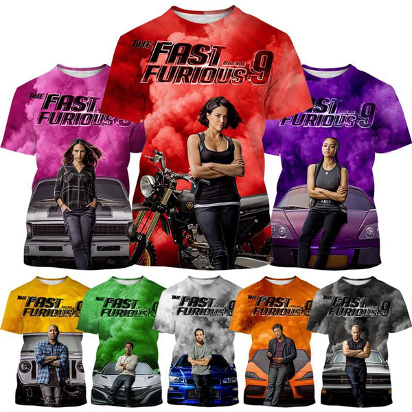 Summer latest Fast And Furious 3D printed T-shirt fashion casual movie ...