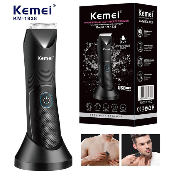 Kemei KM-1838 Groin Area Hair Trimmer Lawn Mower Ceramic Blade Waterproof Wet Dry Clippers Pubic ...