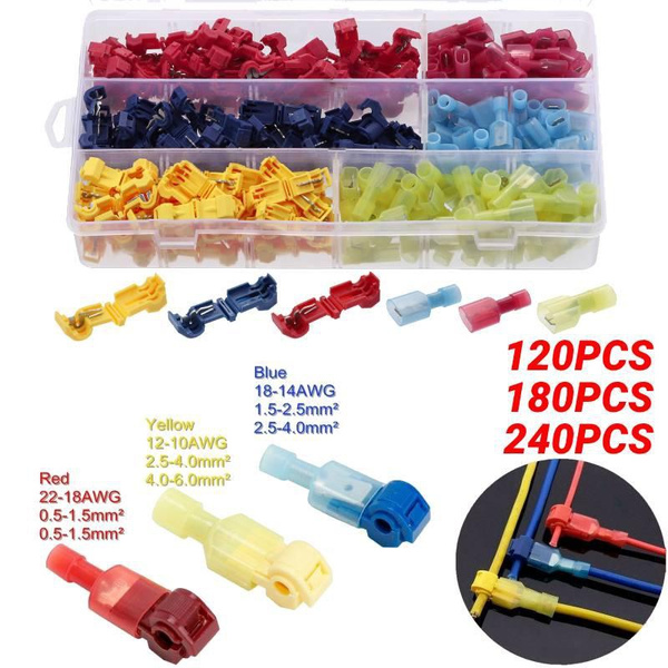 120pcs/180pcs/240pcs T-Tap Wire Connectors, Self-Stripping Quick Splice Electrical Wire ...