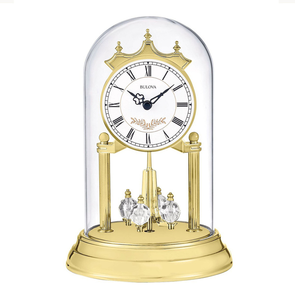 Bulova Clocks Heather Dial Glass Domed Clock with Westminster Chime ...