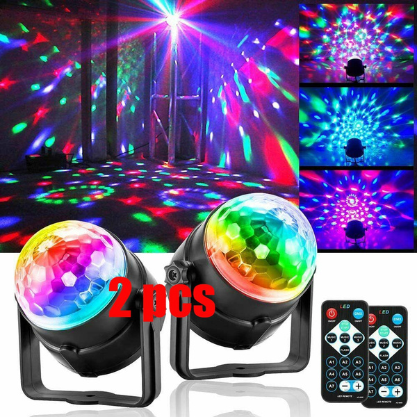 1/2PCS RGB LED Party Effect Disco Ball Light Stage Lighting with Remote ...