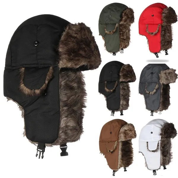 Unisex Russian Hat Trapper Earflap Hats Winter Warm Trooper Ear Flaps ...