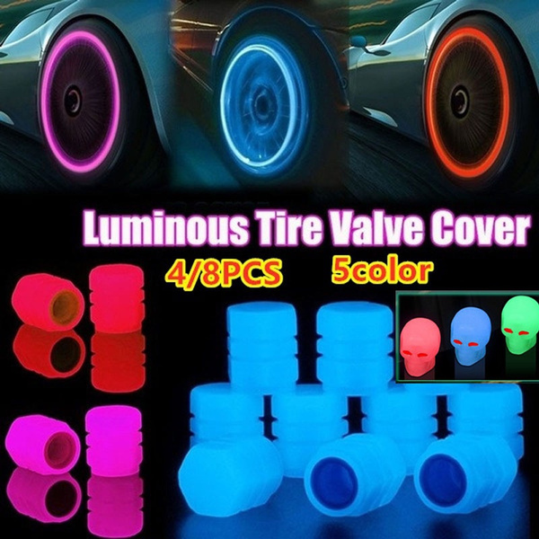 Latest Version Luminous Valve Caps Fluorescent Green Blue Night Glowing ...